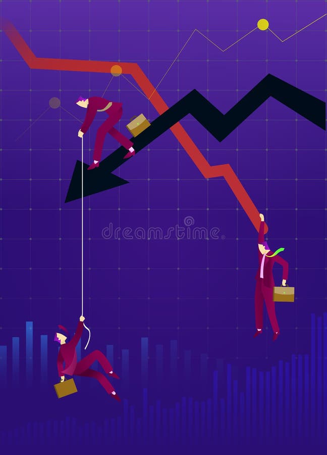 Business Concept Vector Illustration. Chart Falling Businessman and ...