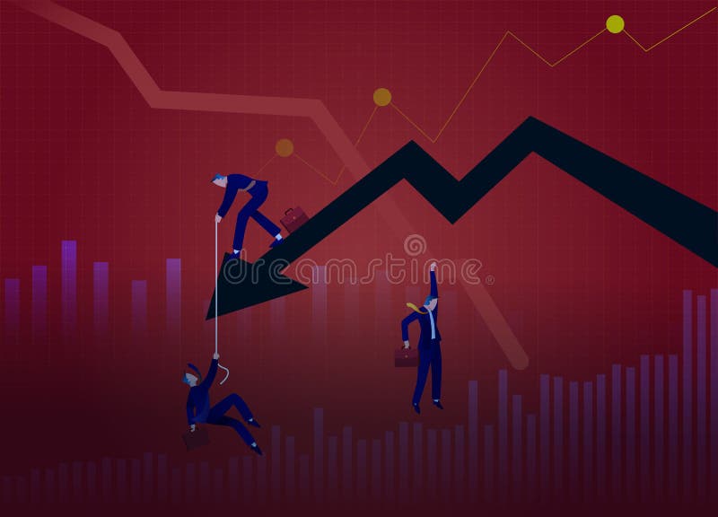 Business Concept Vector Illustration. Chart Falling Businessman and ...
