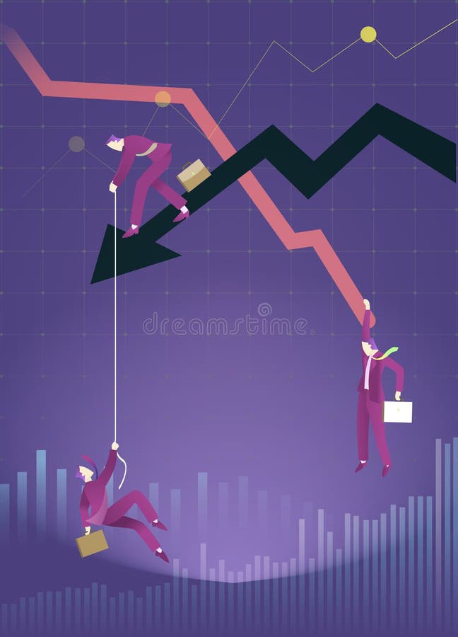 Business Concept Vector Illustration. Chart Falling Businessman and ...