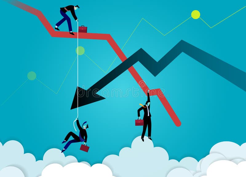 Business Concept Vector Illustration. Chart Falling Businessman and ...