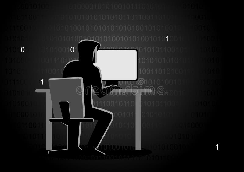 Hacker Behind Laptop Computer Stock Vector - Illustration of graphic ...