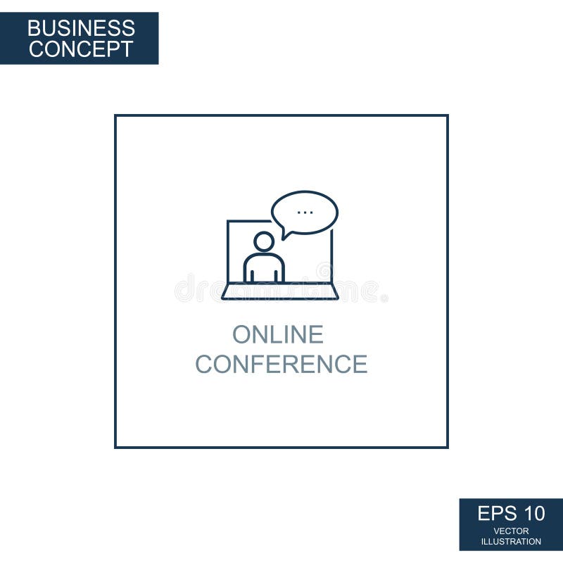 Business Concept, Web Icon from Thin Lines. Online Conference - Vector ...