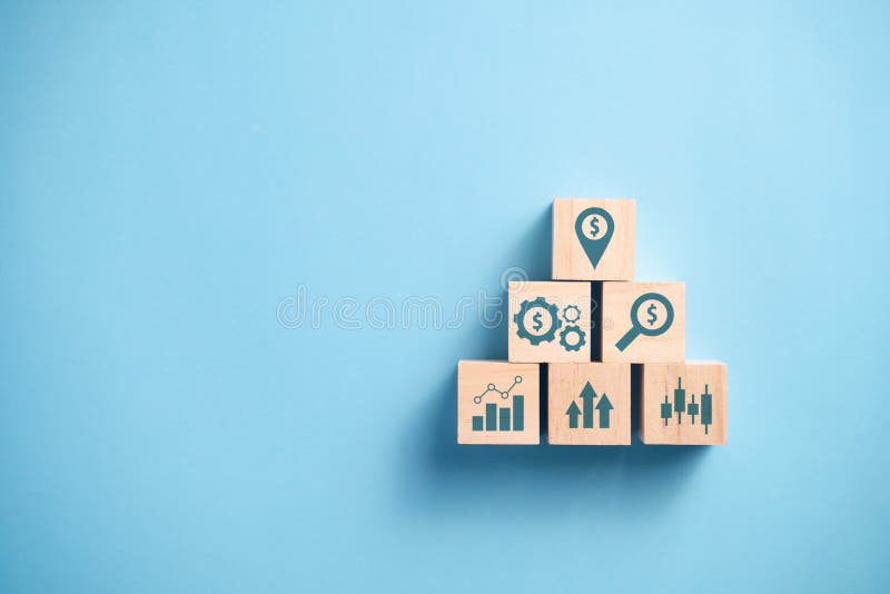 Business Concept, Wooden Block Stack with Icon Stock Image - Image of ...