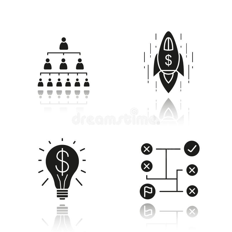 Business Concepts Drop Shadow Black Icons Set Stock Vector ...
