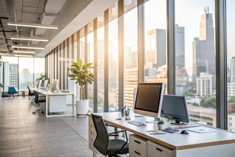 Business Concepts in Modern Office Interior Stock Illustration ...