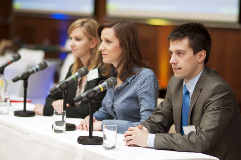 Co-workers Meeting at Table in Conference Room Stock Image - Image of ...