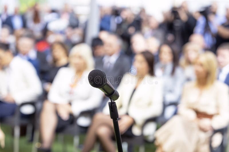Business Conference Event or Corporate Presentation, Microphone in the ...