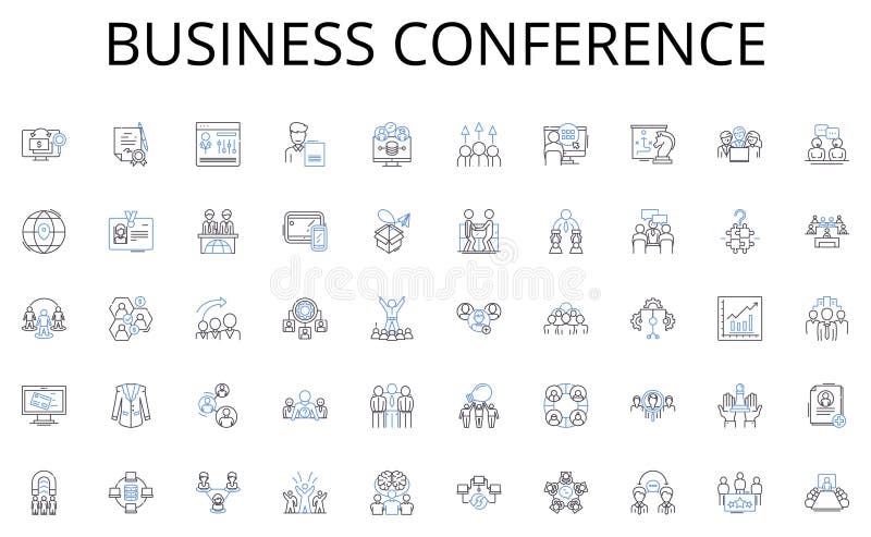 Business Conference Line Icons Collection. Knowledgeable, Skilled ...