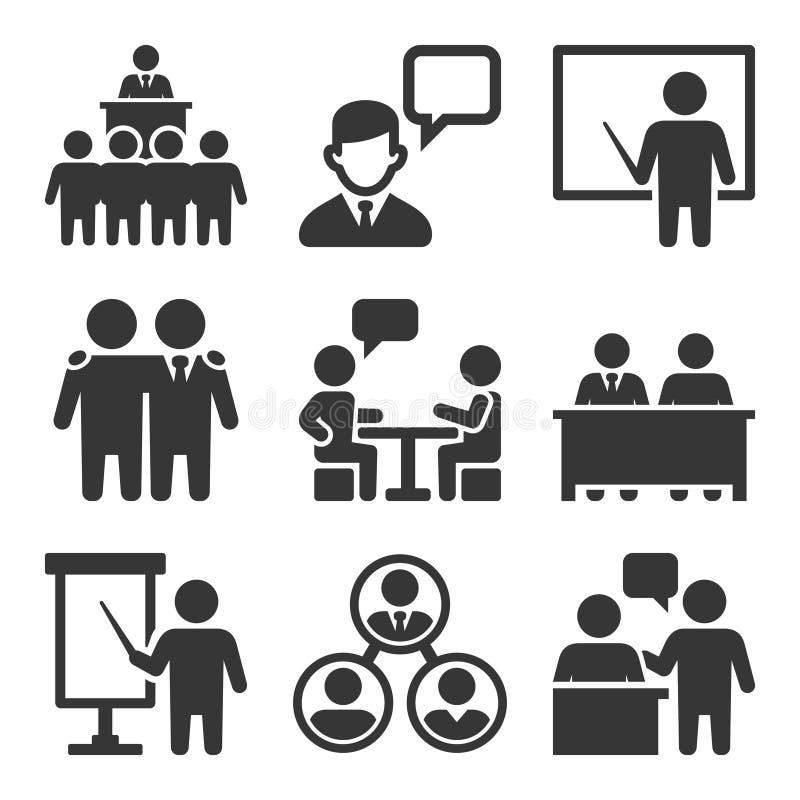 Business Conference and Meeting Icons Set. Vector Stock Vector ...