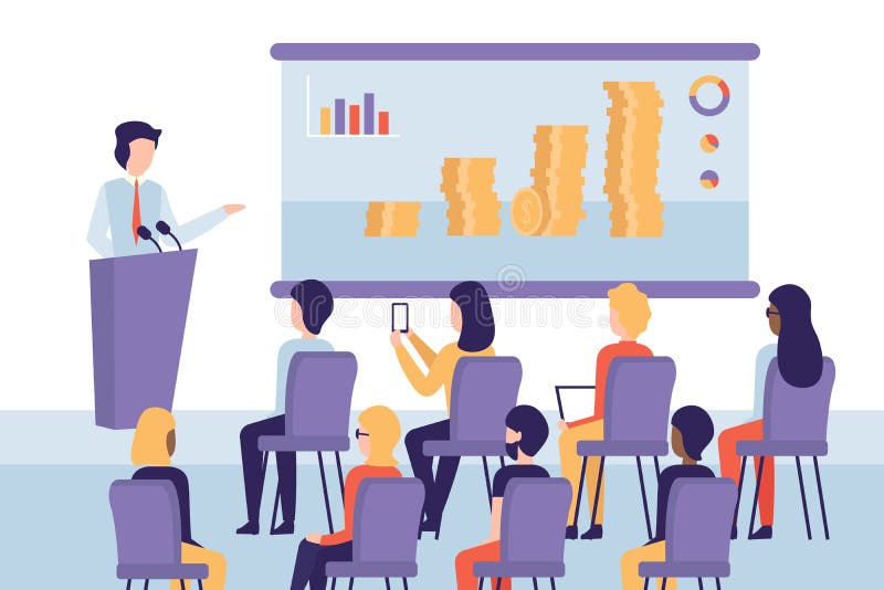 Business Conference, Money Growth on Screen Stock Vector - Illustration ...