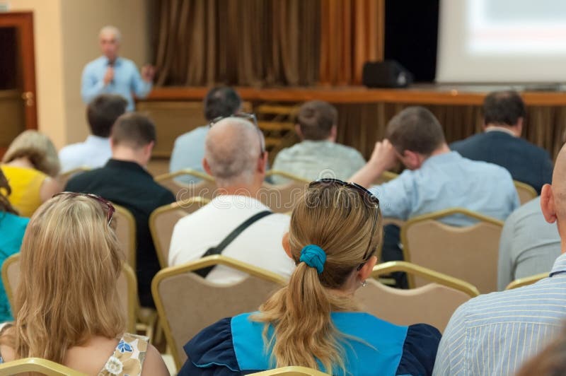 People on the Conference Listening To the Lecturer. Back View Editorial ...