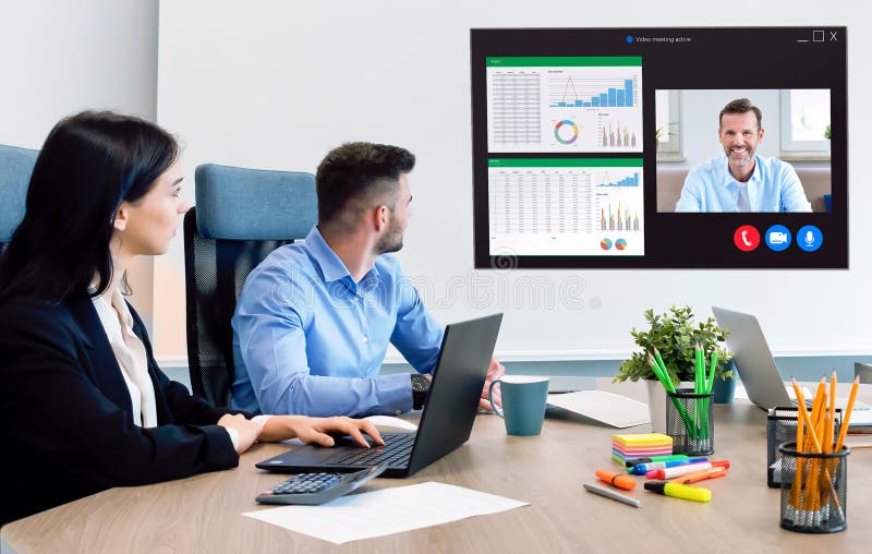 Business Conference, Remote Video Chat Concept Stock Photo - Image of ...