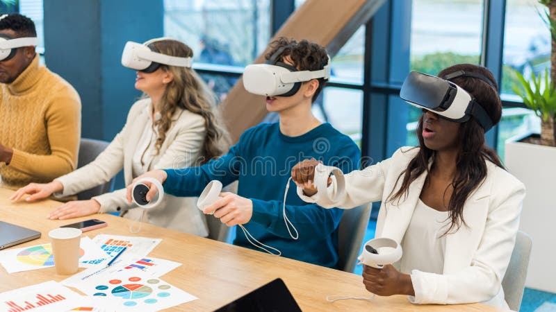 Business Conference in VR in an Office Stock Photo - Image of future ...