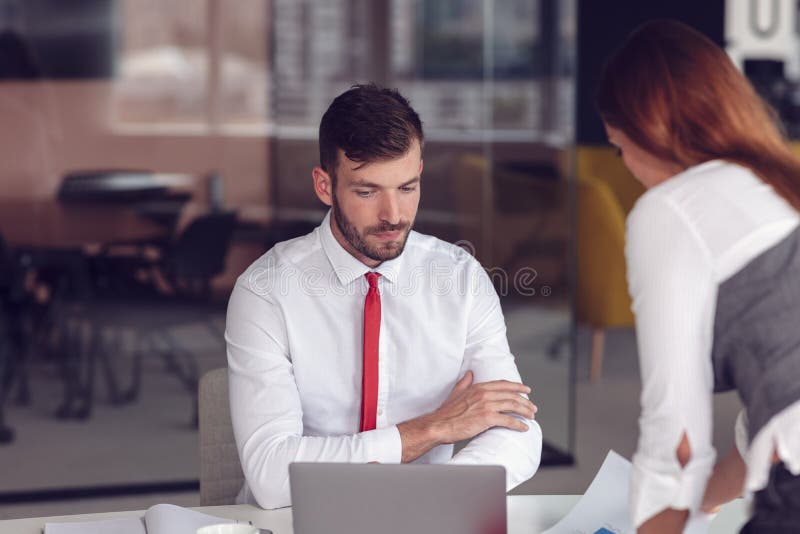 Business Conflict. Business People Arguing about Document at the Office ...