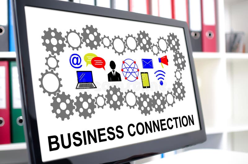 Business Connection Concept on a Computer Screen Stock Photo - Image of ...