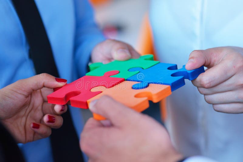 Business Connection Corporate Team Jigsaw Puzzle Concept Stock Image ...
