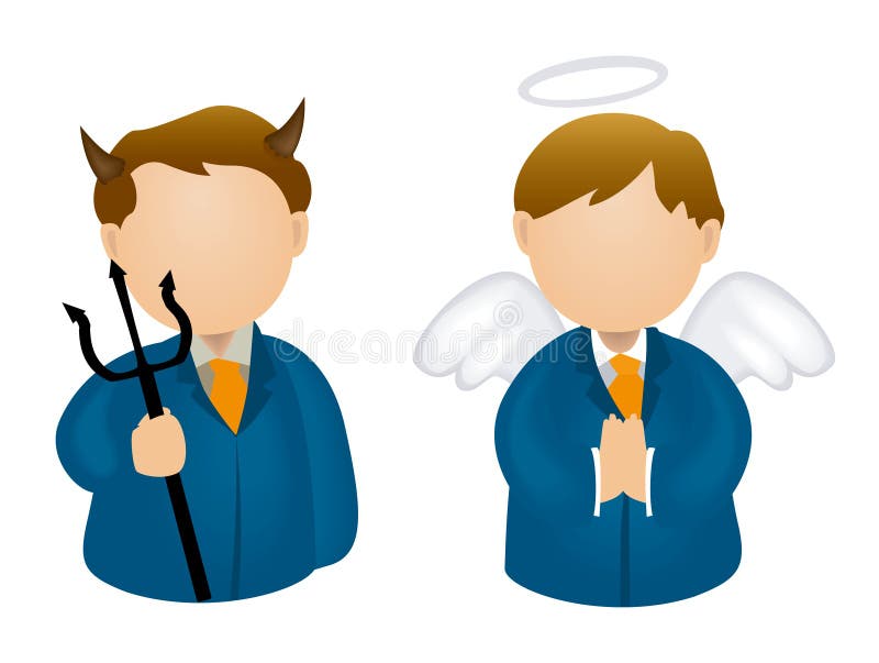 Angel Vs Devil Decision-making Dilemma Vector Illustration Stock Vector ...