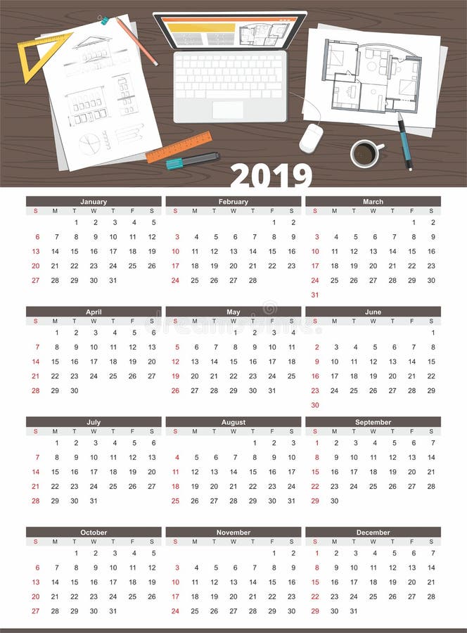 Business, Construction Project Architect House Plan Calendar 2019. Top ...