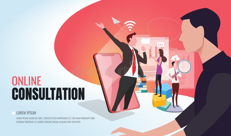 Business Consultation Concept Banner with Characters Stock Vector ...
