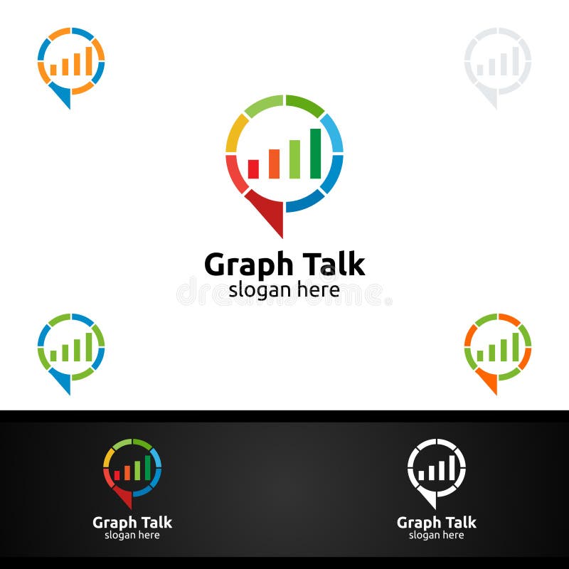 Business Consulting Talk Stats Logo, Speech Bubble and Growth Graph ...
