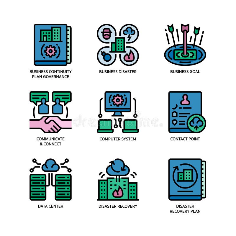 Business Continuity Plan Icons Set Stock Vector - Illustration of ...
