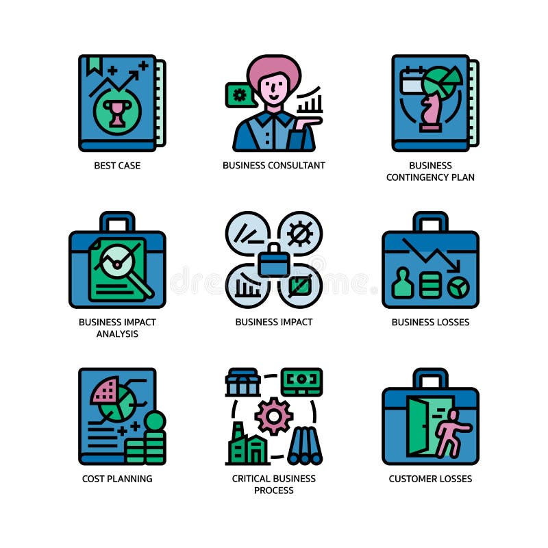 Business Continuity Plan Icons Set Stock Vector - Illustration of ...