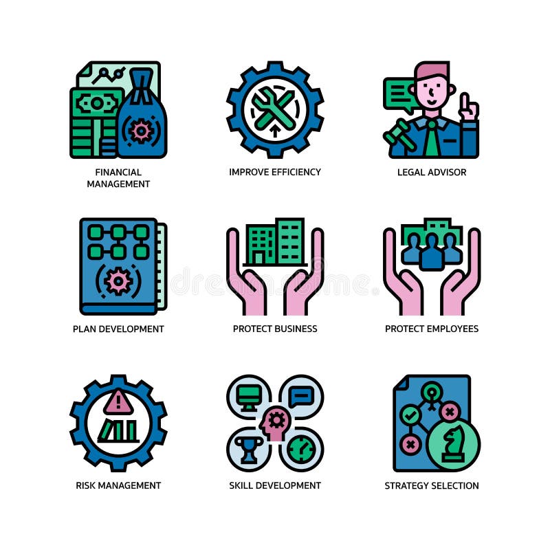 Business Continuity Plan Icons Set Stock Vector - Illustration of ...