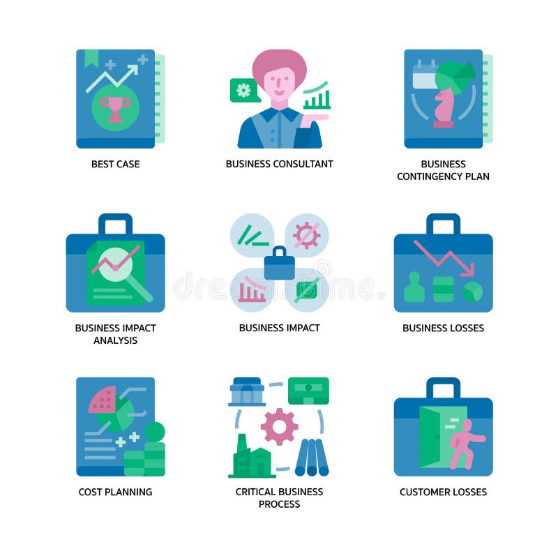 Business Continuity Plan Icons Set Stock Vector - Illustration of ...