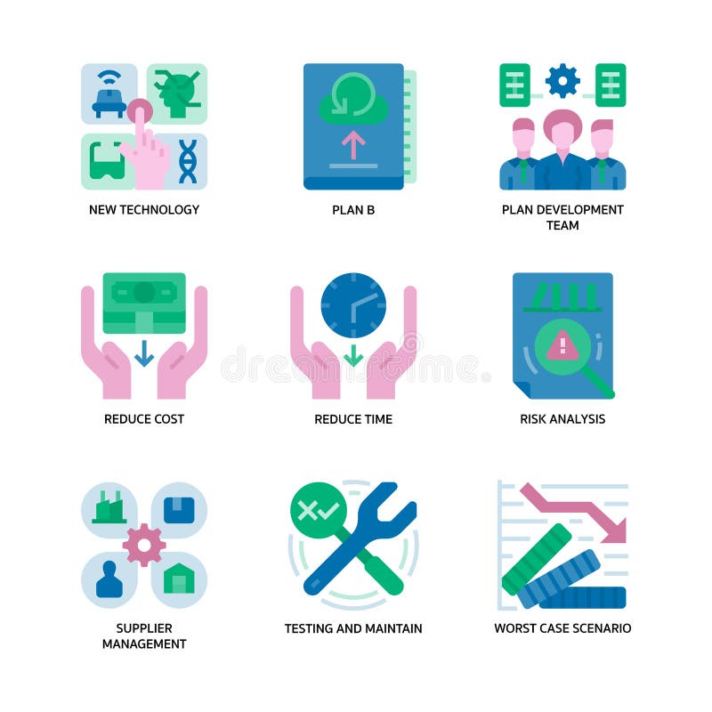Business Continuity Plan Icons Set Stock Vector - Illustration of ...