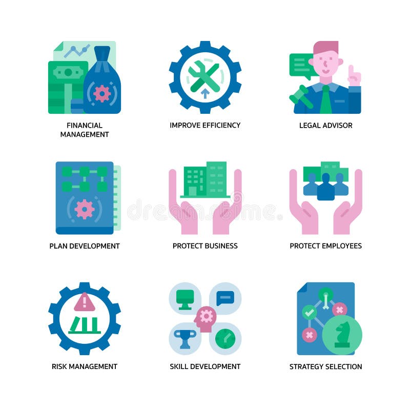 Business Continuity Plan Icons Set Stock Vector - Illustration of ...