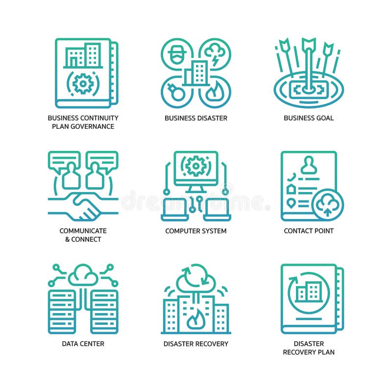 Business Continuity Plan Icons Set Stock Vector - Illustration of ...