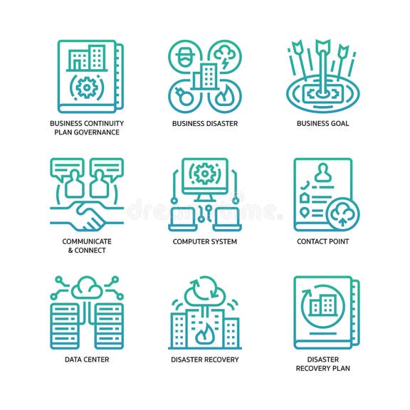 Business Continuity Plan Icons Set Stock Vector - Illustration of ...