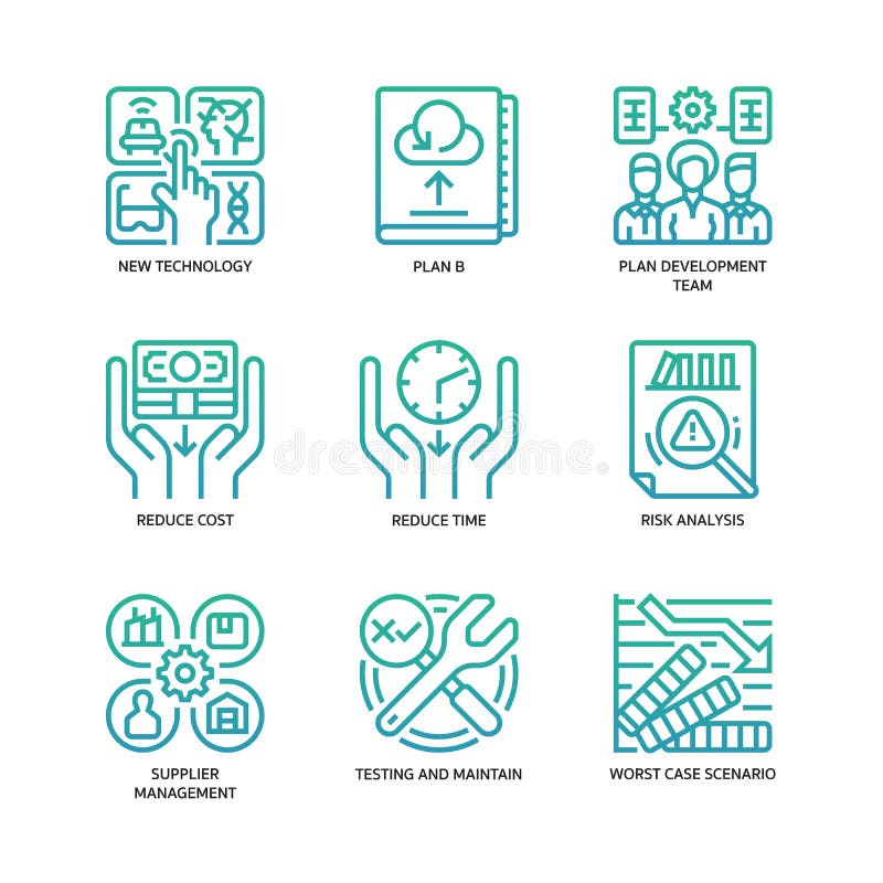 Business Continuity Plan Icons Set Stock Vector - Illustration of ...