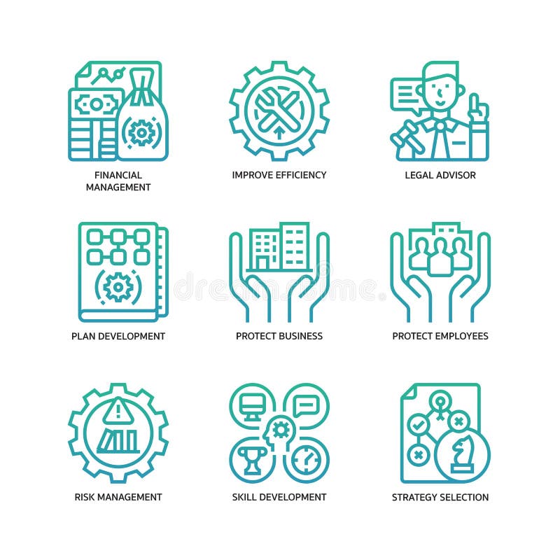 Business Continuity Plan Icons Set Stock Vector - Illustration of ...