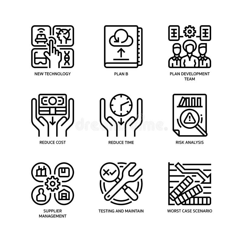 Business Continuity Plan Icons Set Stock Vector - Illustration of ...