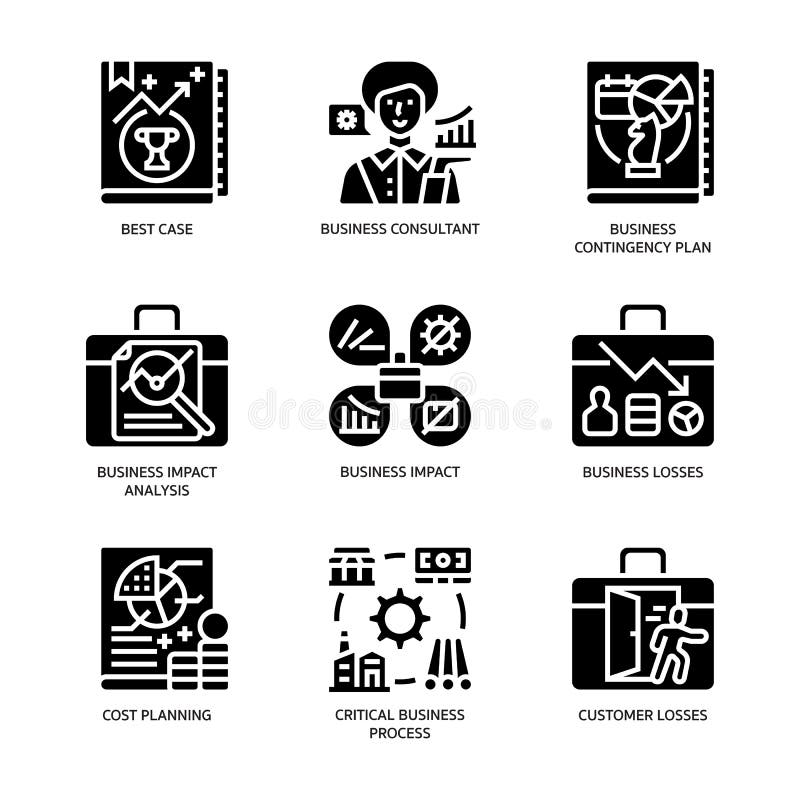 Business Continuity Plan Icons Set Stock Vector - Illustration of ...