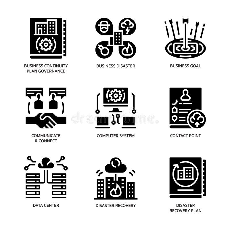 Business Continuity Plan Icons Set Stock Vector - Illustration of ...