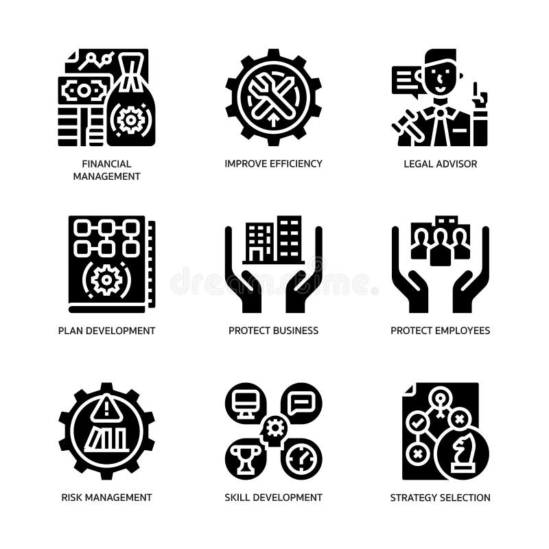 Business Continuity Plan Icons Set Stock Vector - Illustration of ...