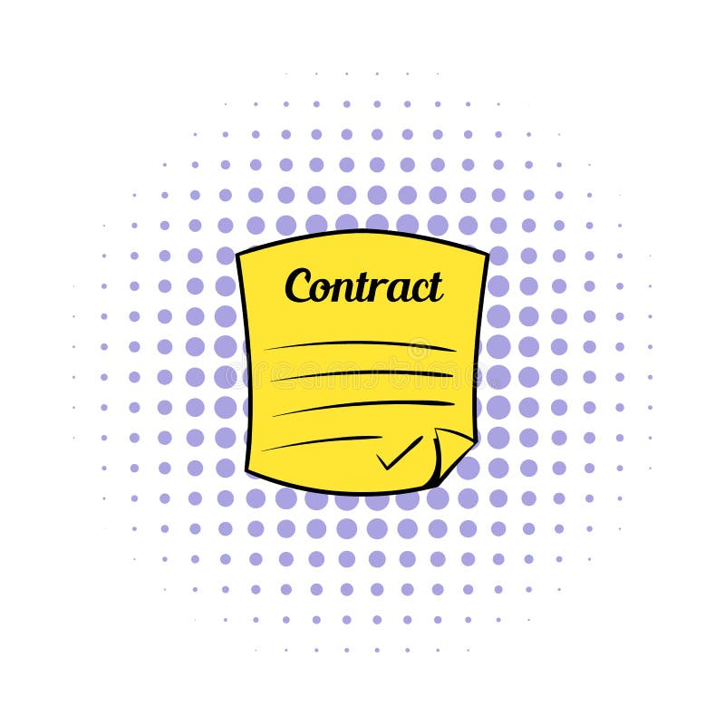 Business Contract Icon, Comics Style Stock Vector - Illustration of ...