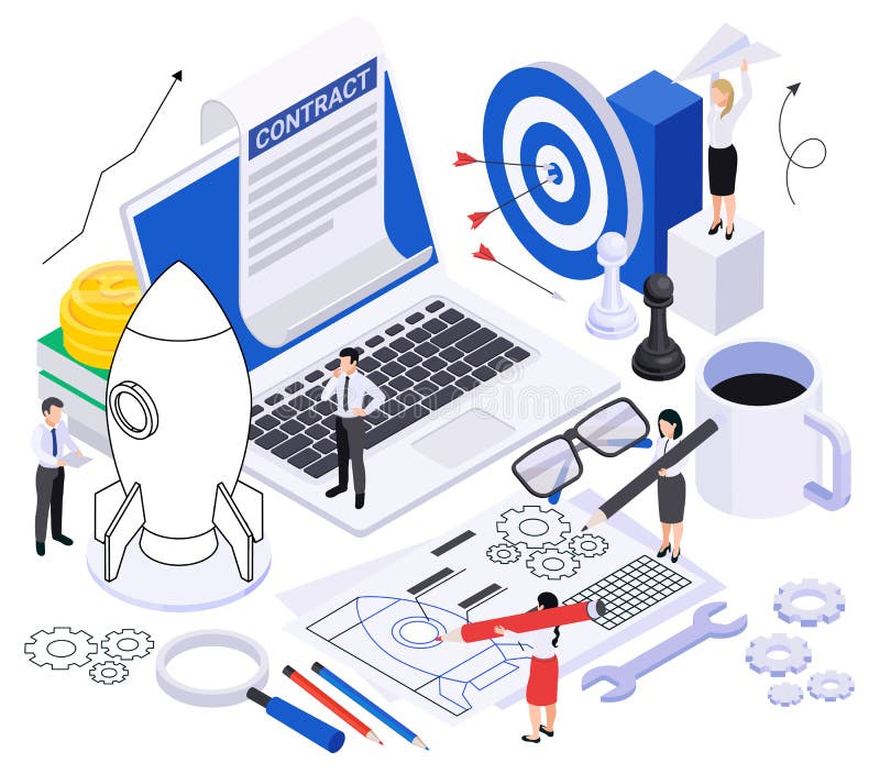 Business Contract Strategy Composition Stock Vector - Illustration of ...