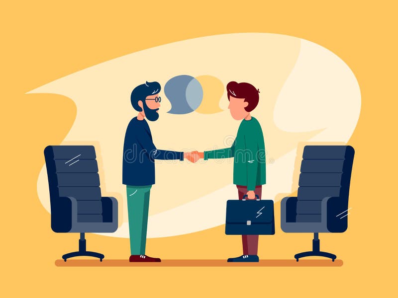 Business Conversation. Man and Woman at the Table. Vector Concept ...