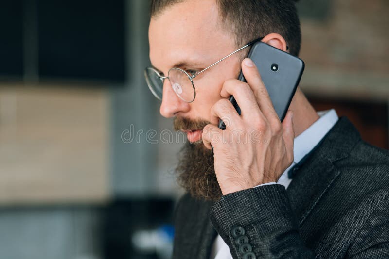 Business Conversation Phone Man Talking Mobile Stock Image - Image of ...