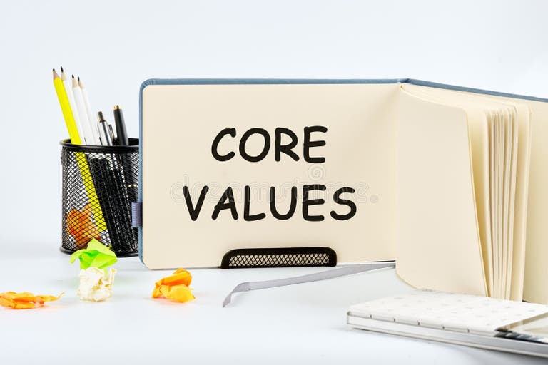 Business and Core Values Concept on a Blank Sheet of Notepad in the ...