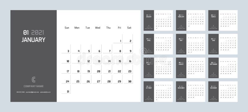 Business Corporate Calendar Planner Template for 2021. Vector Design ...