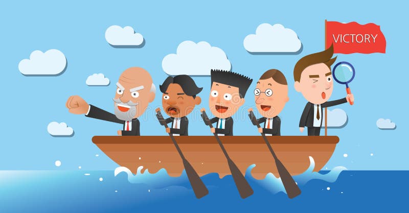 Business Cartoon Team Boat Stock Illustrations – 432 Business Cartoon ...