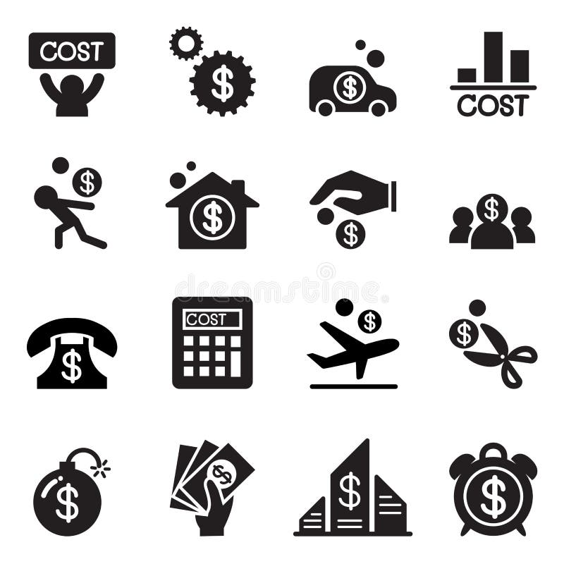 Business cost icon set stock illustration. Illustration of object ...