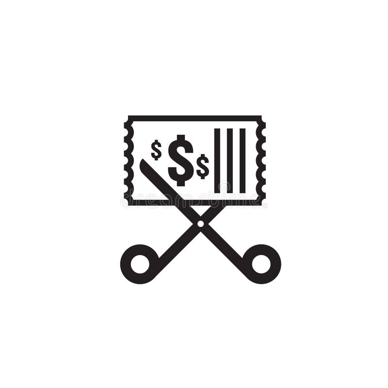 Business Cost Reduction Icon. Money Dollar Decrease Symbol. Scissors ...