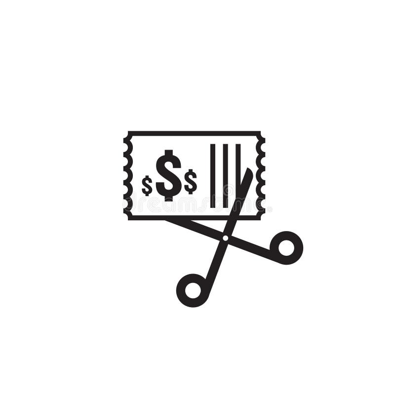 Business Cost Reduction Icon. Money Dollar Decrease Symbol. Scissors ...