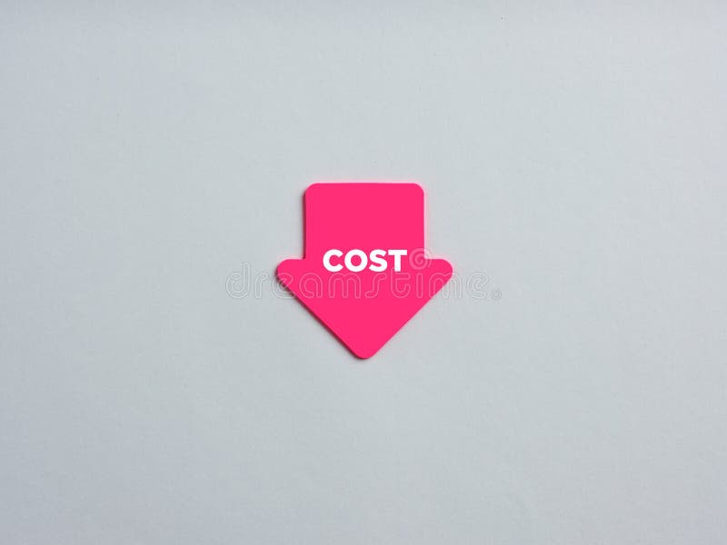 Business Costs are Falling Down or Decreasing. Arrow Shaped Note Paper ...