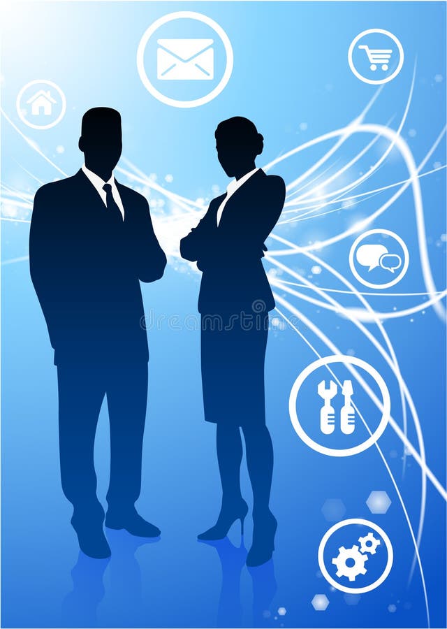 Business Couple on Abstract Modern Light Background Stock Illustration ...